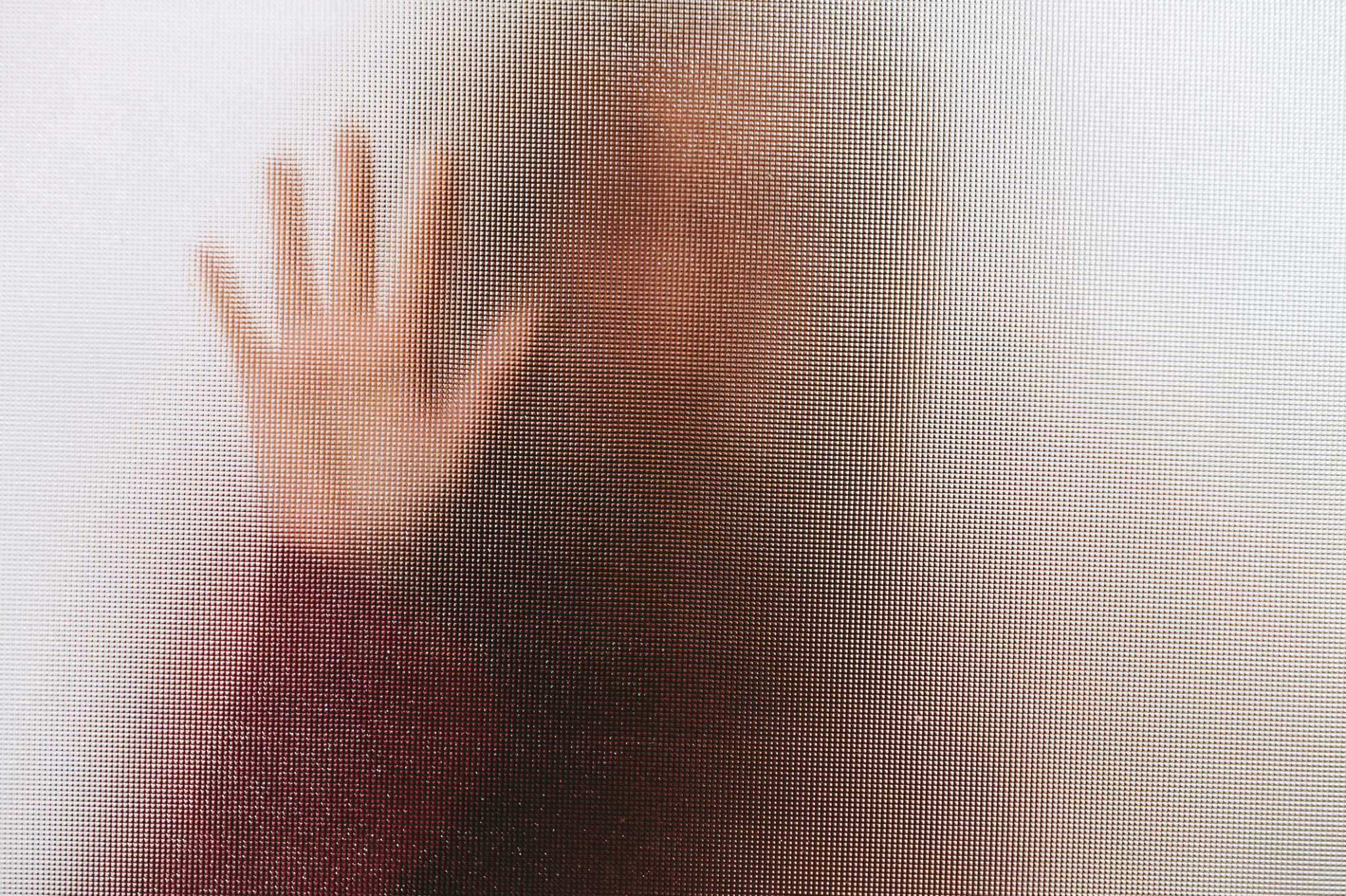Domestic abuse victim with hands pressed against glass window - Truck News